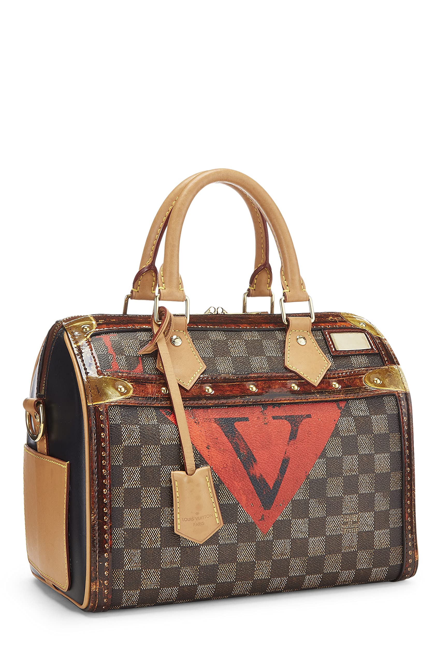 Louis Vuitton, Pre-Loved Damier Ebene Time Trunk Speedy Bandouliére 25, Brown
