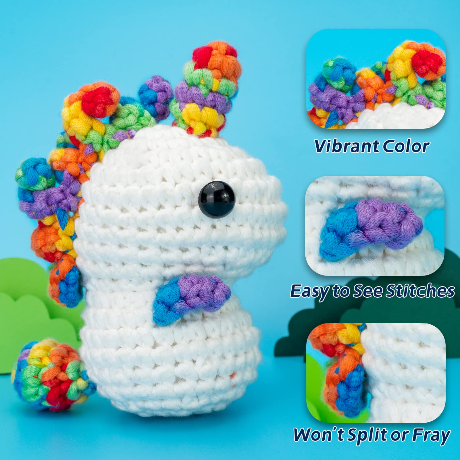 60g White Yarn for Crocheting and Knitting;66m (72yds) Cotton Yarn for Beginners with Easy-to-See Stitches;Worsted-Weight Medium #4;Cotton-Nylon Blend Yarn for Beginners Crochet Kit Making