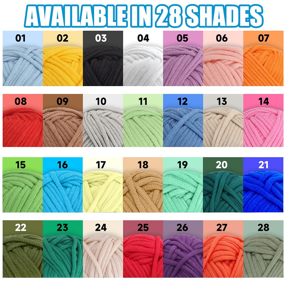 60g White Yarn for Crocheting and Knitting;66m (72yds) Cotton Yarn for Beginners with Easy-to-See Stitches;Worsted-Weight Medium #4;Cotton-Nylon Blend Yarn for Beginners Crochet Kit Making