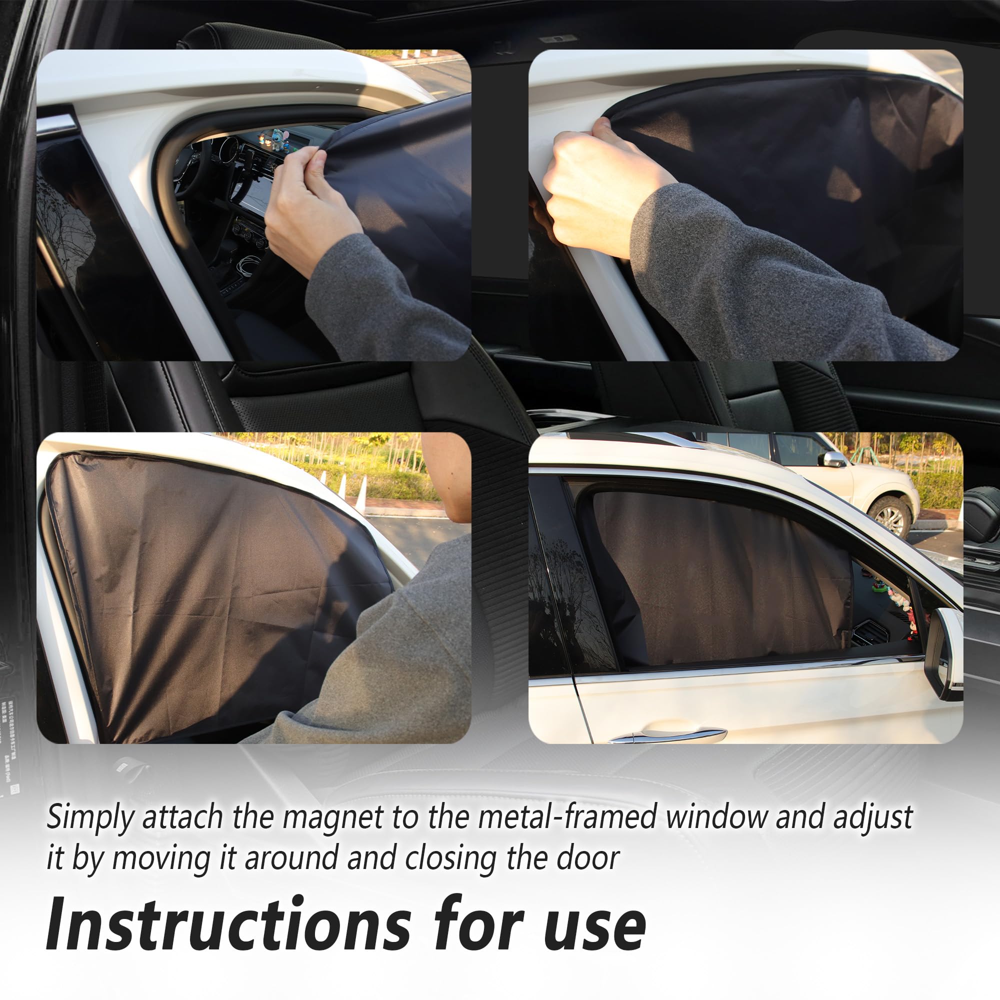 4Pack Car Window Shades with Magnets,Strong-Light Blocking&UV Protection Car Privacy Shades,Universal Essential Interior Accessories for Window Baby,Auto Camping and Napping Curtains