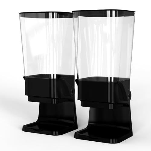 Retail Blade - Cereal & Dry Food Dispenser 2 Pack with Sponge – Elevate Freshness & Style! Perfect for Cereal, Pasta, Rice, Oatmeal, Snacks, and Dog Food. Sleek Design for Your Modern Kitchen. Black