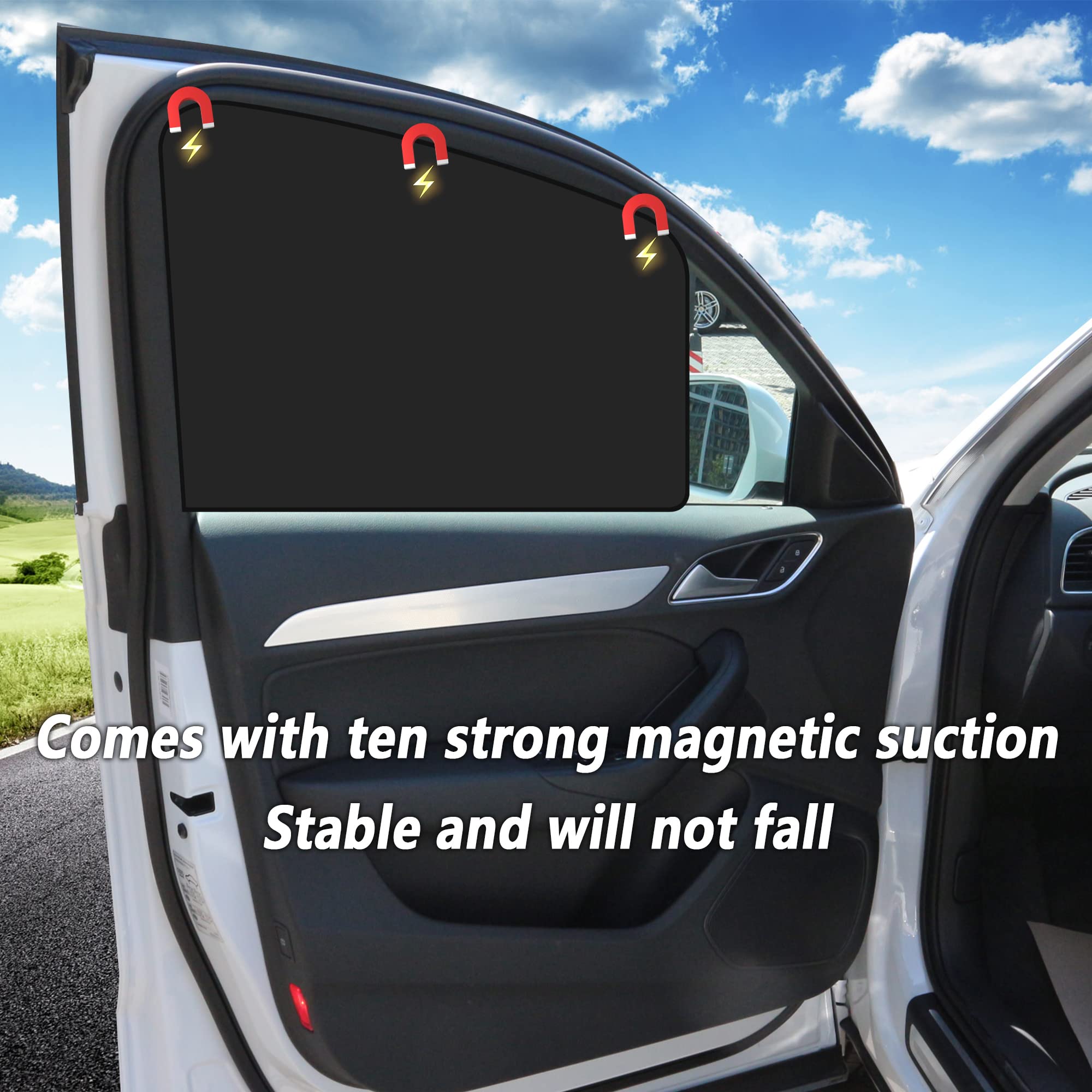 4Pack Car Window Shades with Magnets,Strong-Light Blocking&UV Protection Car Privacy Shades,Universal Essential Interior Accessories for Window Baby,Auto Camping and Napping Curtains