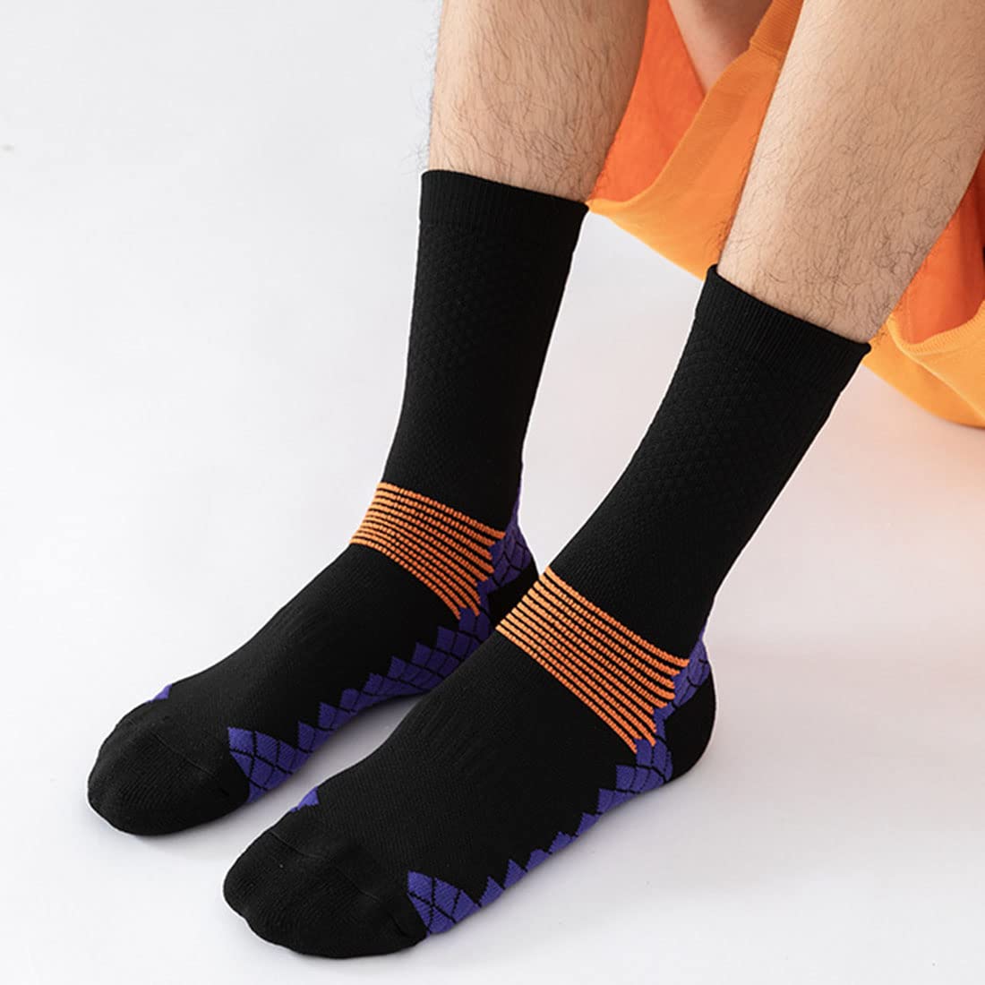 YWSLRC Mens Athletic Socks Elite Basketball Socks-Performance Thick Cushioned Sport Training Running Compression Crew Sock (Multicolor)