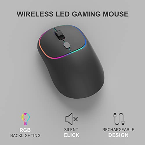 Wireless Gaming Keyboard and Mouse Combo, MageGee V550 2.4G Rechargeable RGB Backlit Keyboard with Clear Shell, Full Size Waterproof Keyboard & LED Mice for PC/Laptop - Gray & Black
