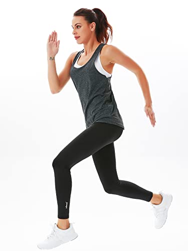 SILKWORLD Womens Athletic Tops Tank Tops for Women Casual Summer Open Back Workout Tops for Women, Black Grey, XXL