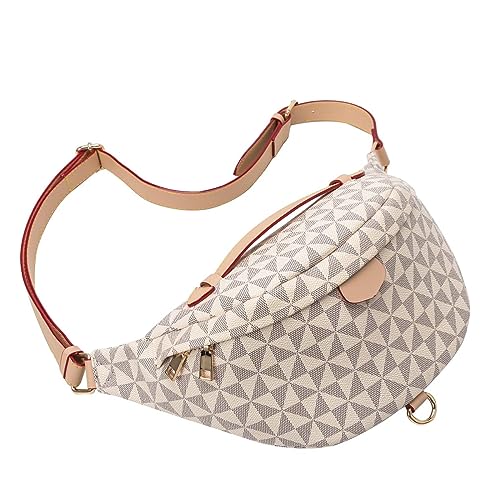 Crossbody Sling Bag for Women Men Leather Bum Belt Bags Fanny Pack Anti-theft Fastener Chest Bag for Travel