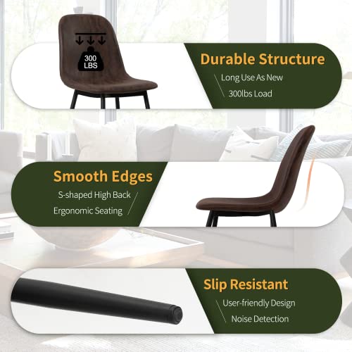 NicBex Dining Chairs, Crazy-Horse Leather Reception Chairs, Accent Chair with Metal Legs for Home Kitchen, Living Room, Set of 2, Brown