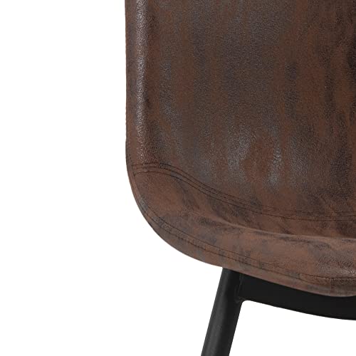 NicBex Dining Chairs, Crazy-Horse Leather Reception Chairs, Accent Chair with Metal Legs for Home Kitchen, Living Room, Set of 2, Brown