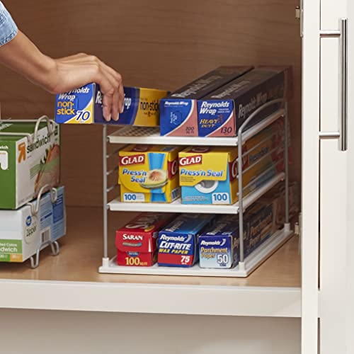 YouCopia UpSpace Adjustable Box Organizer for Foil Wrap and Kitchen Cabinet Storage, Original, White