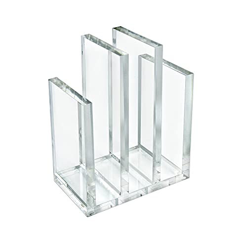Azar Displays 255035 Clear Acrylic Bookend and Desk File Sorter File Folder Holder for Office ½ā Thick Acrylic 1-Pack 255035-1PK