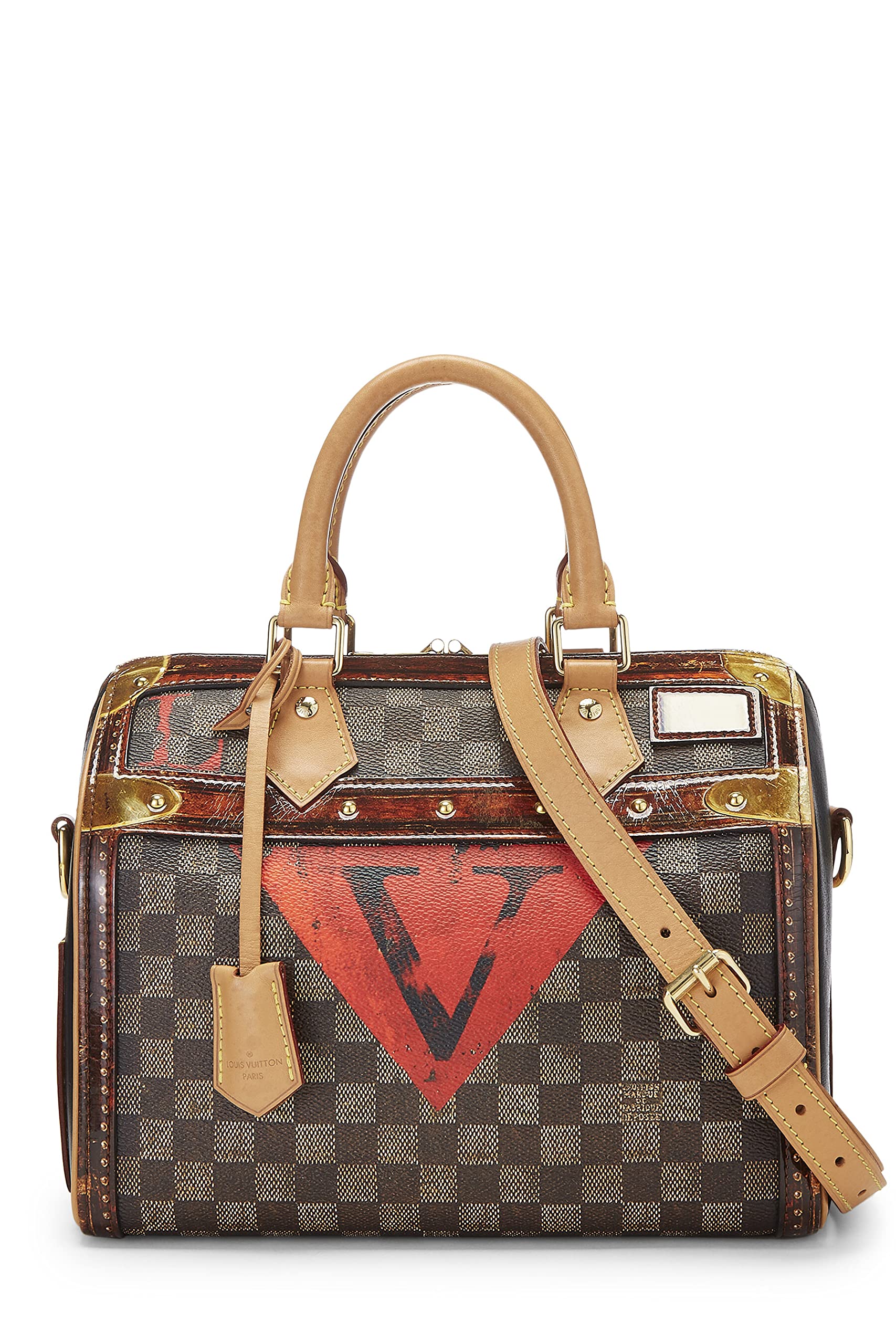 Louis Vuitton, Pre-Loved Damier Ebene Time Trunk Speedy Bandouliére 25, Brown