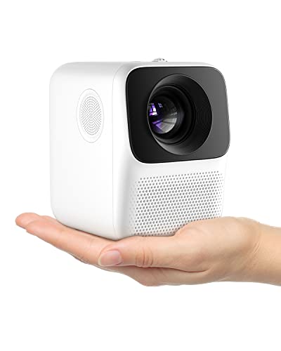 POKITTER Orca Mini Portable Projector with WiFi and Bluetooth, Android TV 9.0 with 5000+ Apps, 9000 Lumens, Native 1080P & 4K Supported, 4D Keystone Correction, 6W Speaker, 120" Image, HDR 10, T2 Max