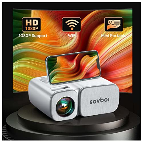 Sovboi Projector, WiFi Mini Portable Projector 9000L,Short Focal Lens Outdoor Movie Projector, HD Native 720P 250" Small Video Projector, Home Theater Phone Projector for PC/TV Stick/Gaming