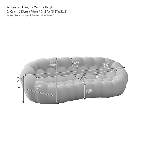 COULDWILL Modern Curved Sofa Upholstered Couch Overall Shaped Bubble Floor Sofa for Living Room, Office, Apartment, Orange