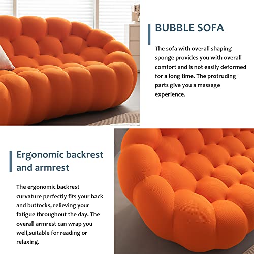 COULDWILL Modern Curved Sofa Upholstered Couch Overall Shaped Bubble Floor Sofa for Living Room, Office, Apartment, Orange