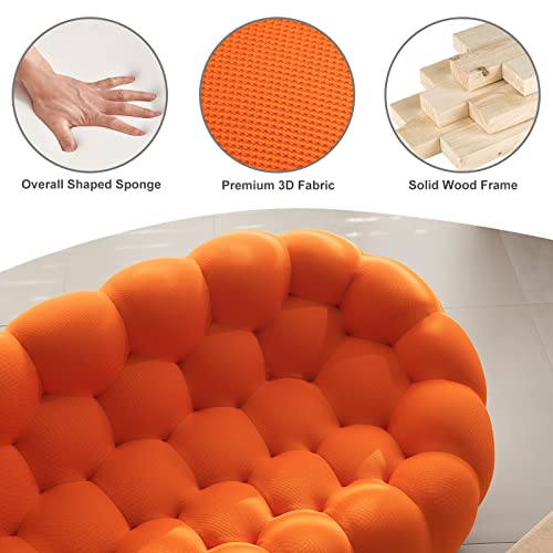 COULDWILL Modern Curved Sofa Upholstered Couch Overall Shaped Bubble Floor Sofa for Living Room, Office, Apartment, Orange