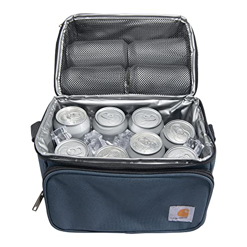 Carhartt Insulated 12 Can Two Compartment Lunch Cooler, Durable Fully-Insulated Lunch Box, Navy