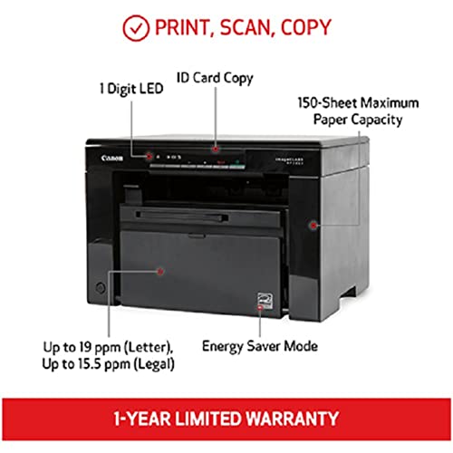 Canon imageCLASS MF3010 VP Wired Monochrome Laser Printer with Scanner, USB Cable included, Black