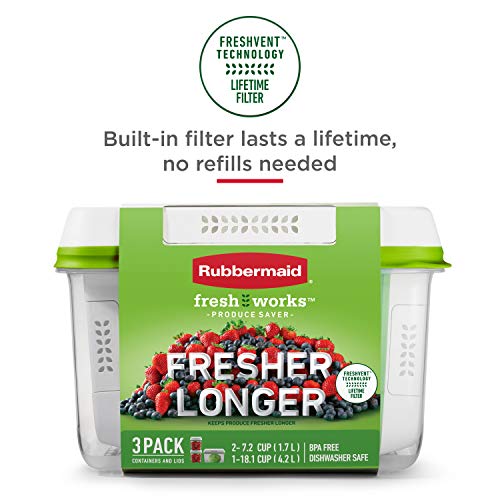 Rubbermaid FreshWorks Produce Saver, Medium and Large Storage Containers, 8-Piece Set, Clear