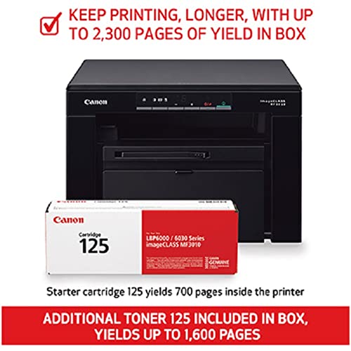 Canon imageCLASS MF3010 VP Wired Monochrome Laser Printer with Scanner, USB Cable included, Black