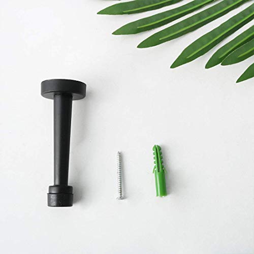 Door Stop Stopper Zinc Alloy Doorstop, Wall Mount, Longer and Stronger,Easy to Install ,Plastic Expansion & Screws Included (Black, 4.7"/12cm)