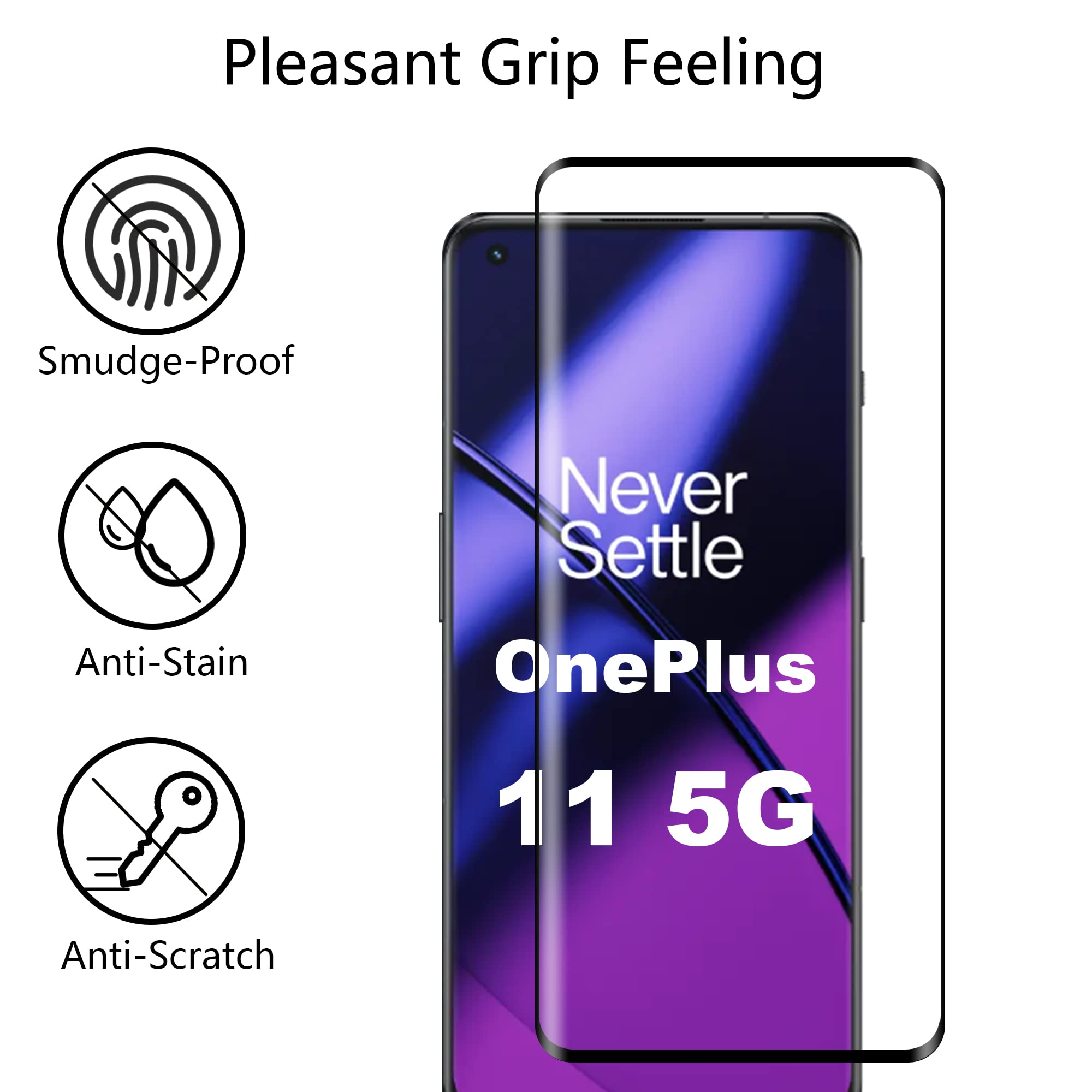 zZjoOoj For Oneplus 11 Screen Protector 6.7 inch with Camera Lens Protector, 9H Hardness HD Scratch Resistance [Fingerprint Sensor Compatible] [3D Tempered Glass]【2+2 pcs】