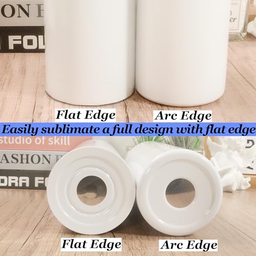 AGH 10pcs 20oz Flat Edge Sublimation Tumbler Blank, Sublimation Tumblers 20 oz Skinny Straight Cups with Individual Gift Box, Silicone Bottom, Stainless Steel Straw For Coffee Drinks