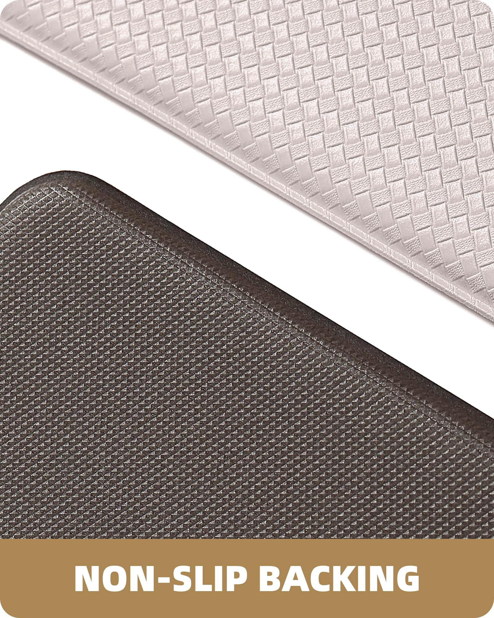 Color&Geometry Kitchen Rugs, Kitchen Runner Rug Kitchen Floor Mat, Cushioned Anti-Fatigue Kitchen Mat, Non Slip Waterproof Comfort Standing Padded, Memory Foam Kitchen mat, 17"x59", Beige