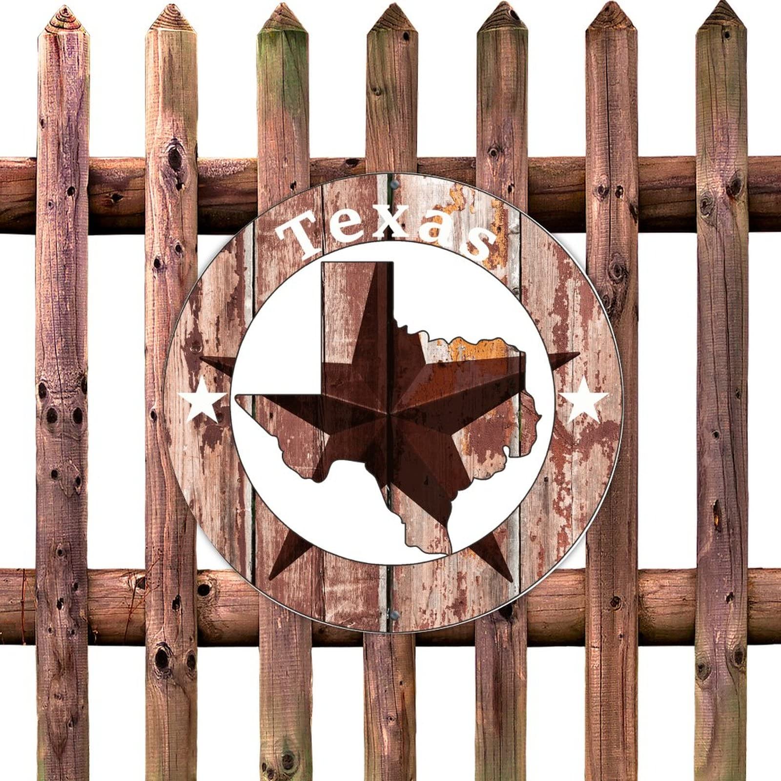 Men Wall Décor Metal Signs Outdoor Texas Lone' Star Home Map Country Gifts Posters Western State Flag Patriotic Farmhouse Tin Signs for Living Room Restaurants Entryway Wall Decor 12x12in Round