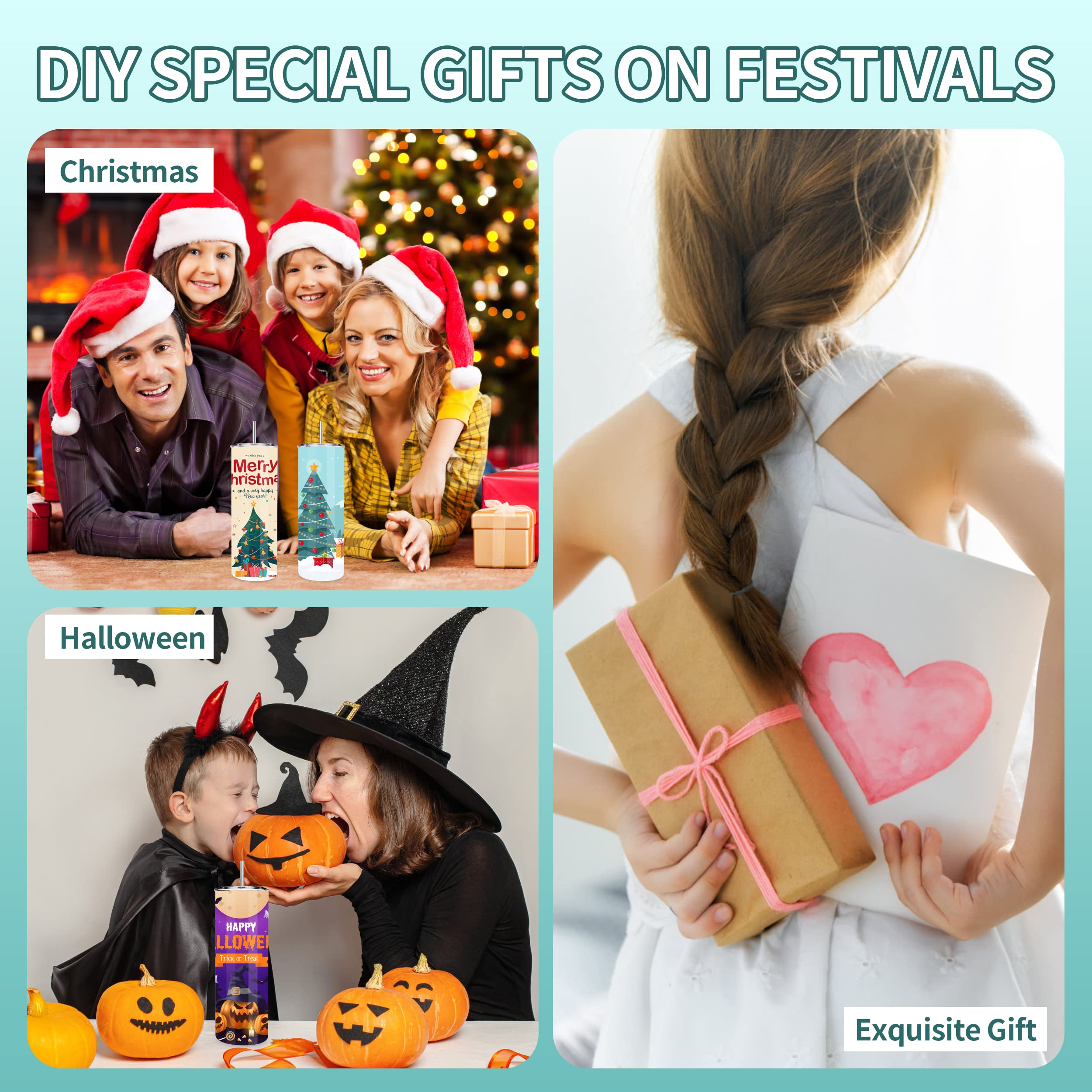 D·S 10 Pack Sublimation Tumblers Bulk 20 oz Skinny Straight Flat Bottom Blank Tumbler Cups with Individual Gift Boxed for Heat Transfer DIY Craft