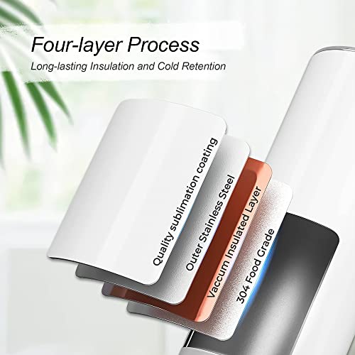 AGH 10pcs 20oz Flat Edge Sublimation Tumbler Blank, Sublimation Tumblers 20 oz Skinny Straight Cups with Individual Gift Box, Silicone Bottom, Stainless Steel Straw For Coffee Drinks
