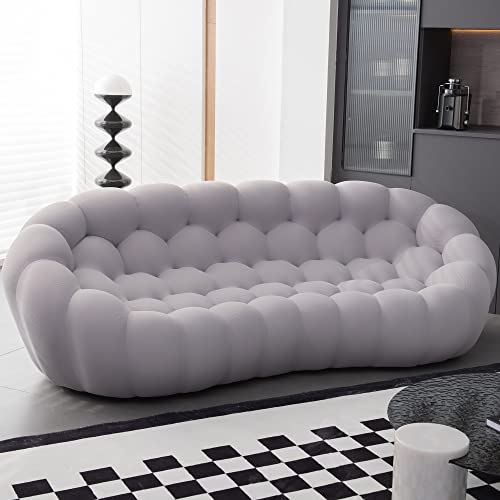 COULDWILL Modern Curved Sofa Upholstered Couch Overall Shaped Bubble Floor Sofa for Living Room, Office, Apartment, Grey