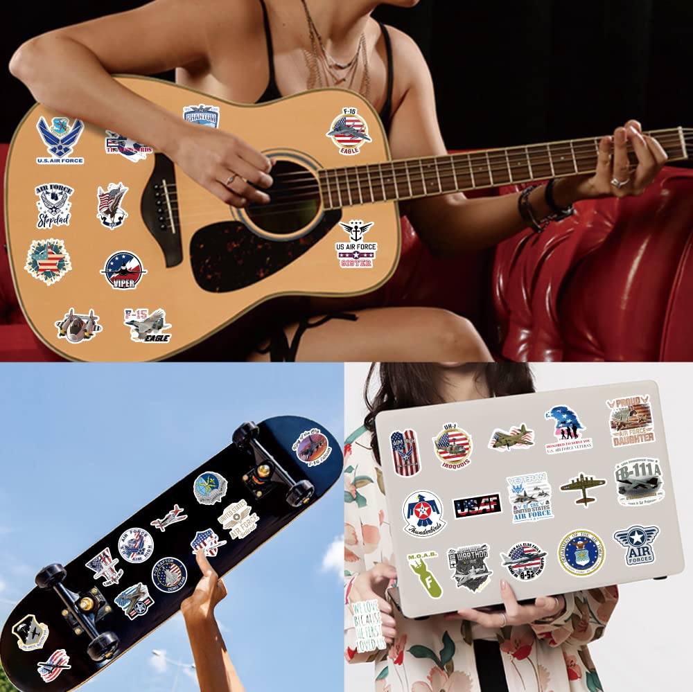 Tanganan Air Force Stickers and Decals 50PCS Military Us Army Scrapbooking Supplies forTeens for Laptop,Bumper,Skateboard,Water Bottles,Computer,Phone,Stickers Kids Teens(Air Force) (tanganan-1)