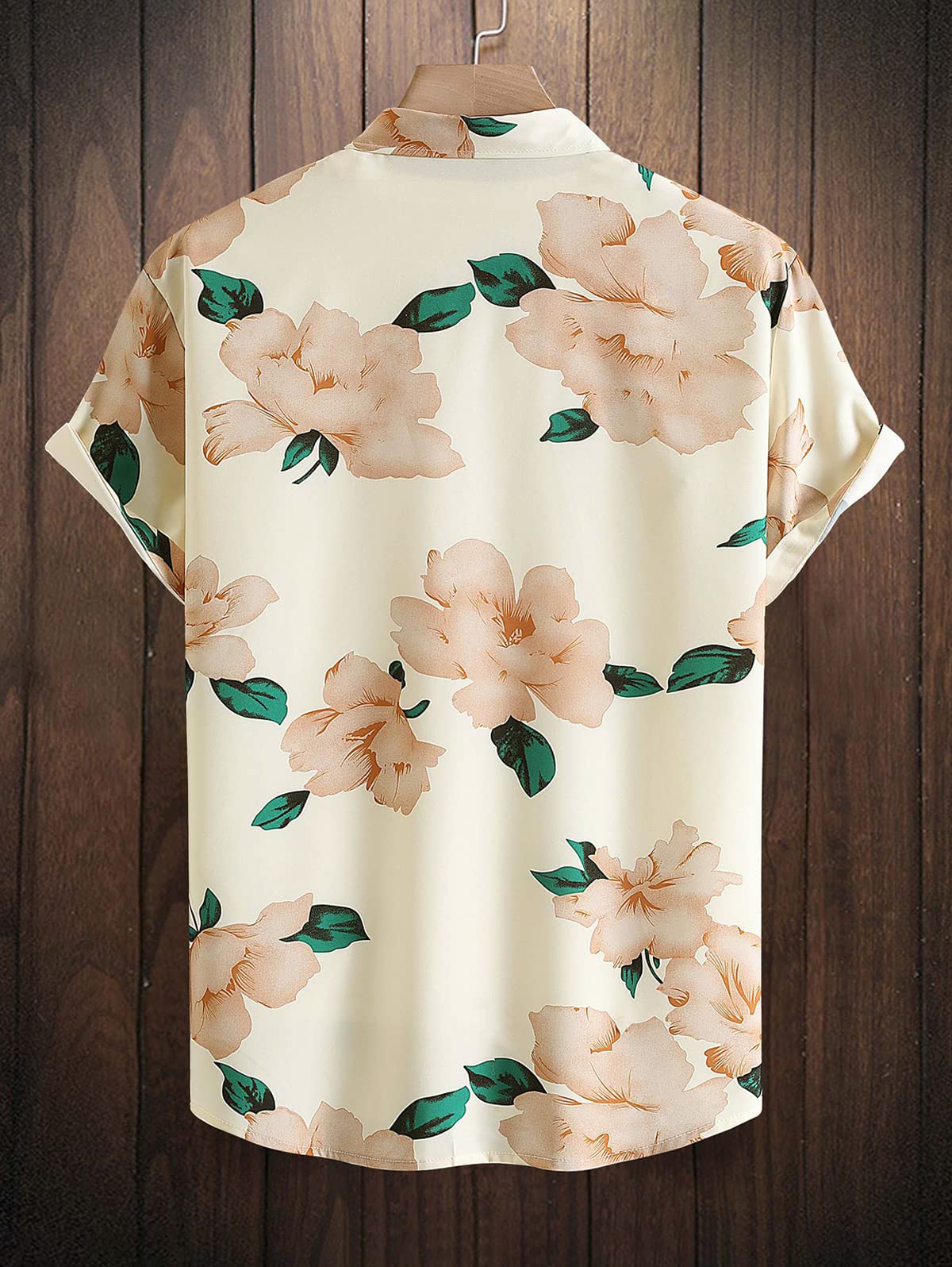 ZAFUL Men's Hawaiian Shirt - Short Sleeve Floral Pattern Button Down Shirt for Summer Beach Vacation (Light Coffee, XXL)