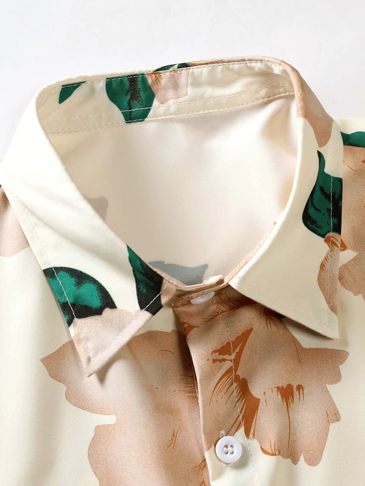 ZAFUL Men's Hawaiian Shirt - Short Sleeve Floral Pattern Button Down Shirt for Summer Beach Vacation (Light Coffee, XXL)