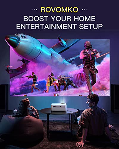 [Upgraded 2023] Projector, 1080P Projector with WiFi and Bluetooth, 600 ANSI 18000 Lumens, ROVOMKO Outdoor Movie Projector, Two-Way Bluetooth 5.1, 4K LED Projector Home Theater, Carry Bag Included