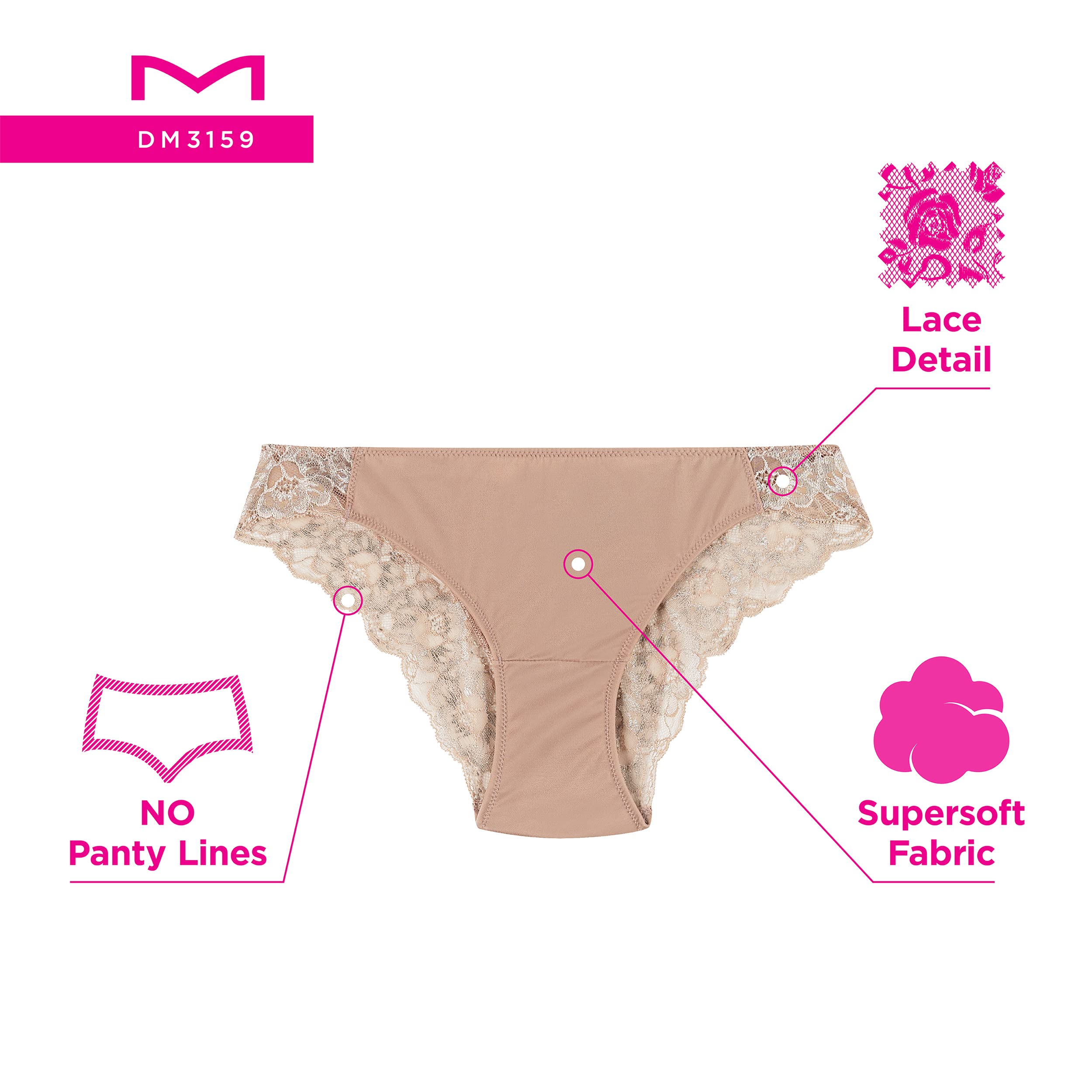 Maidenform Women's Underwear, Lace Tanga, Cheeky Panties, Solid or Assorted, 3-Pack, Black Navy Blossom/Evening Blush/White