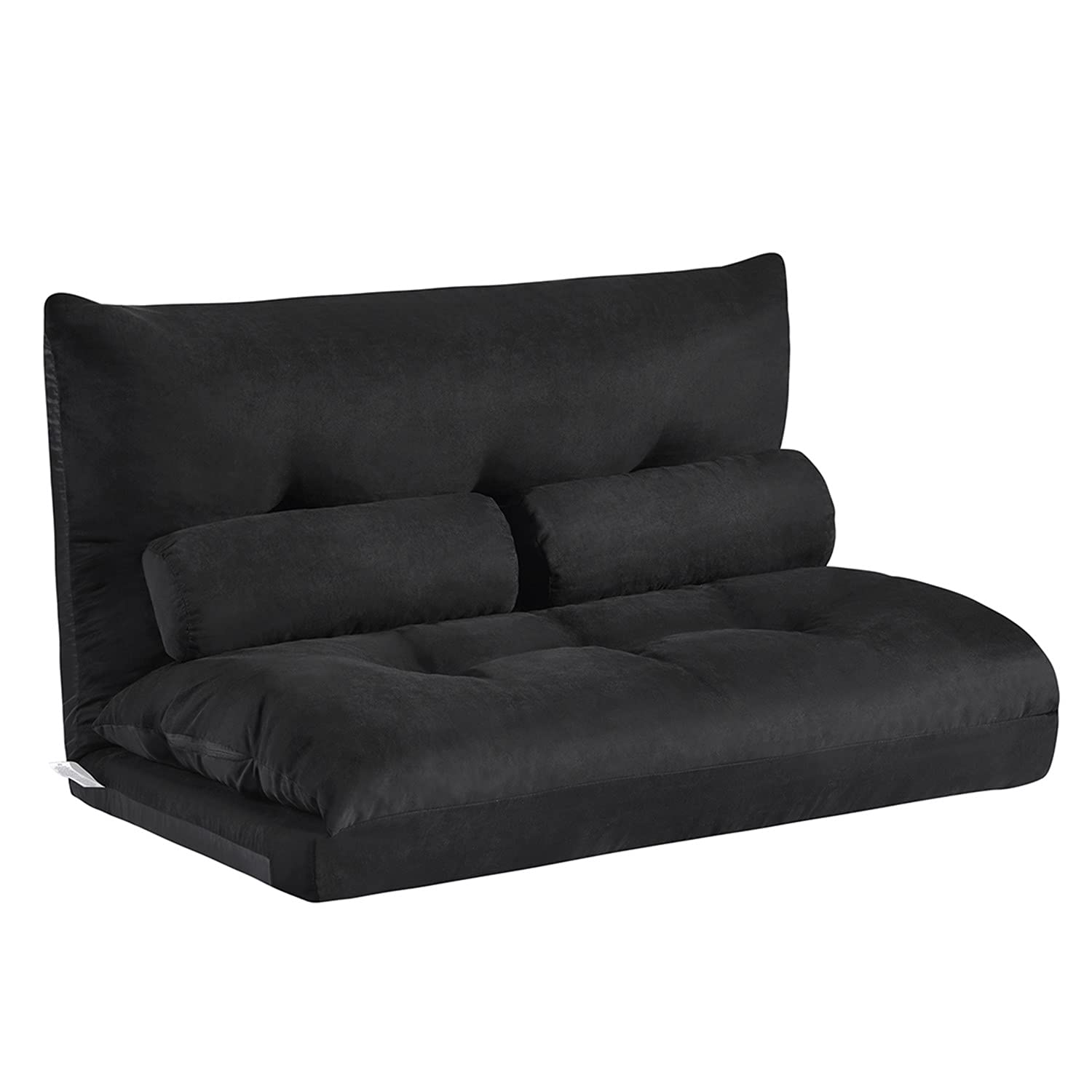 Harper & Bright Designs Lazy Sofa Adjustable Folding Futon Sofa Video Gaming Sofa with Two Pillows