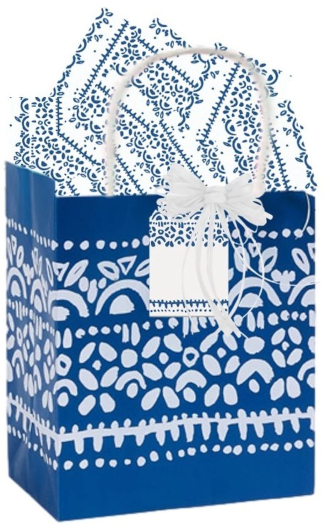 Tissue Paper with Designs - Blue and White Tissue Paper For Gift Wrapping Decoupage Crafts 24 Decorative Sheets 20" X 30" (PERSIAN LACE)