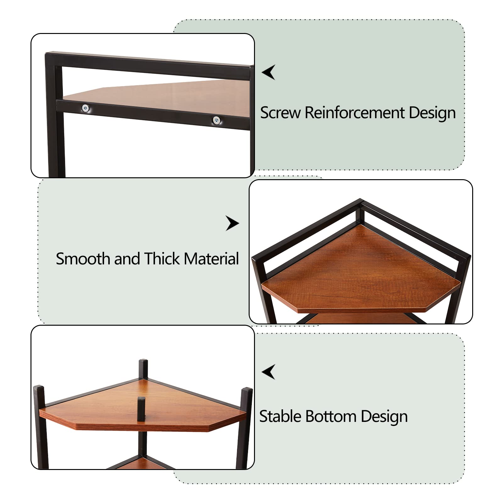 Cplxroc Corner Shelf, 4-Tier Display Shelves, Wood Storage Stand, Multipurpose Shelving Unit for Small Space, Home Office, Bathroom Corner Chelf (Brown)