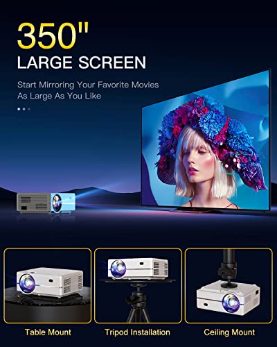 [Upgraded 2023] Projector, 1080P Projector with WiFi and Bluetooth, 600 ANSI 18000 Lumens, ROVOMKO Outdoor Movie Projector, Two-Way Bluetooth 5.1, 4K LED Projector Home Theater, Carry Bag Included