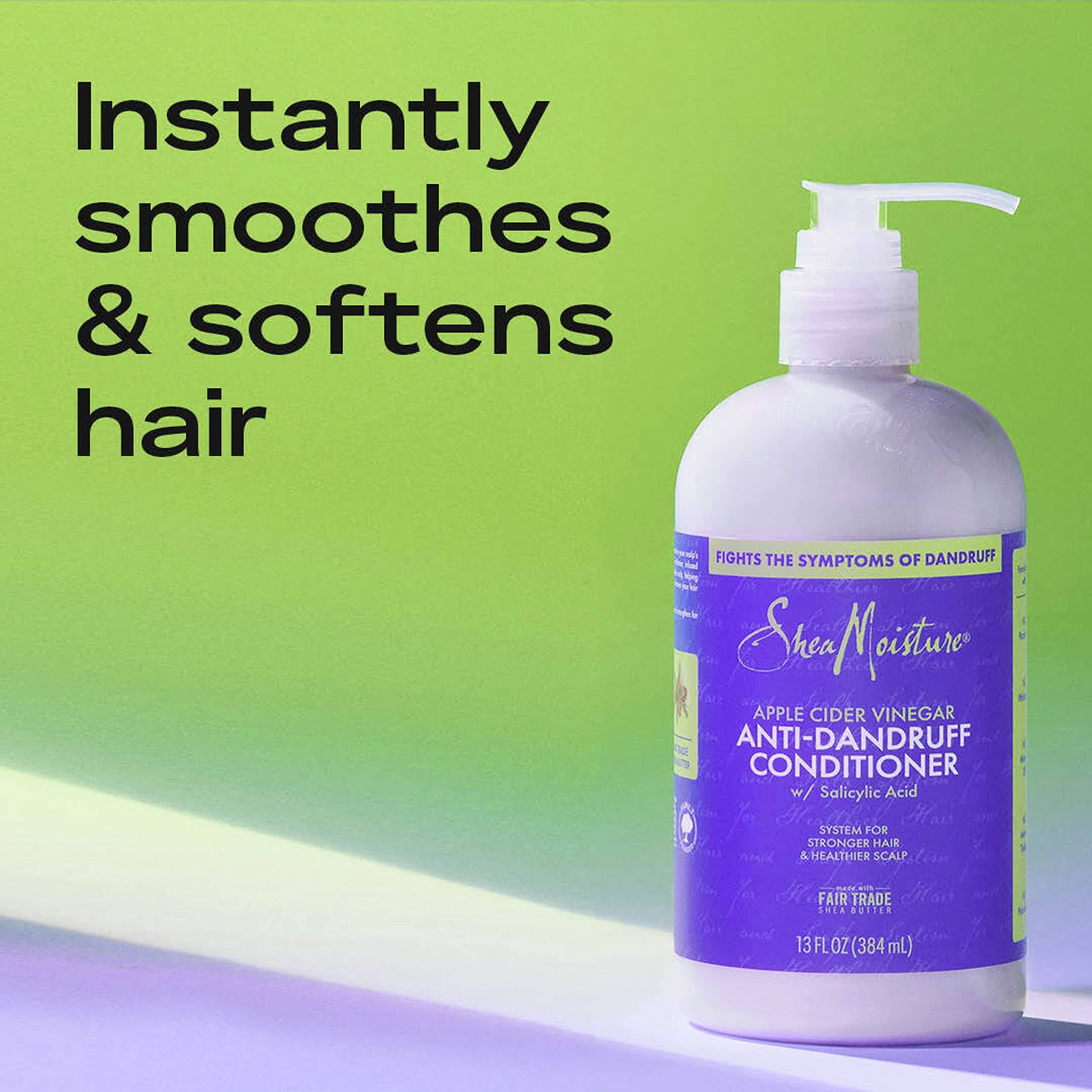 SheaMoisture Anti-Dandruff Shampoo & Conditioner Set – Apple Cider Vinegar Scalp Treatment w/Salicylic Acid, Hair Strengthening, 12 Oz Ea