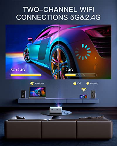 [Upgraded 2023] Projector, 1080P Projector with WiFi and Bluetooth, 600 ANSI 18000 Lumens, ROVOMKO Outdoor Movie Projector, Two-Way Bluetooth 5.1, 4K LED Projector Home Theater, Carry Bag Included