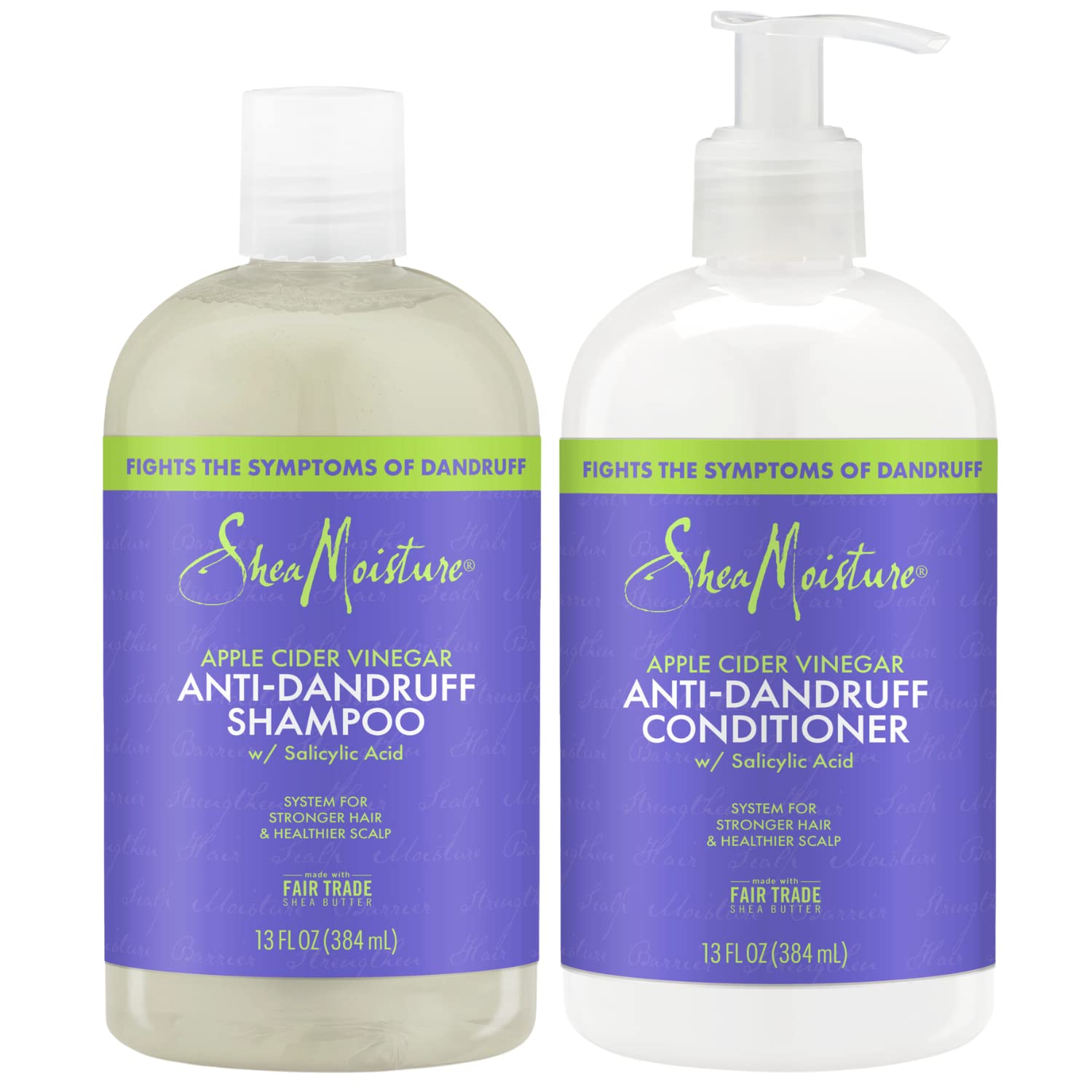 SheaMoisture Anti-Dandruff Shampoo & Conditioner Set – Apple Cider Vinegar Scalp Treatment w/Salicylic Acid, Hair Strengthening, 12 Oz Ea