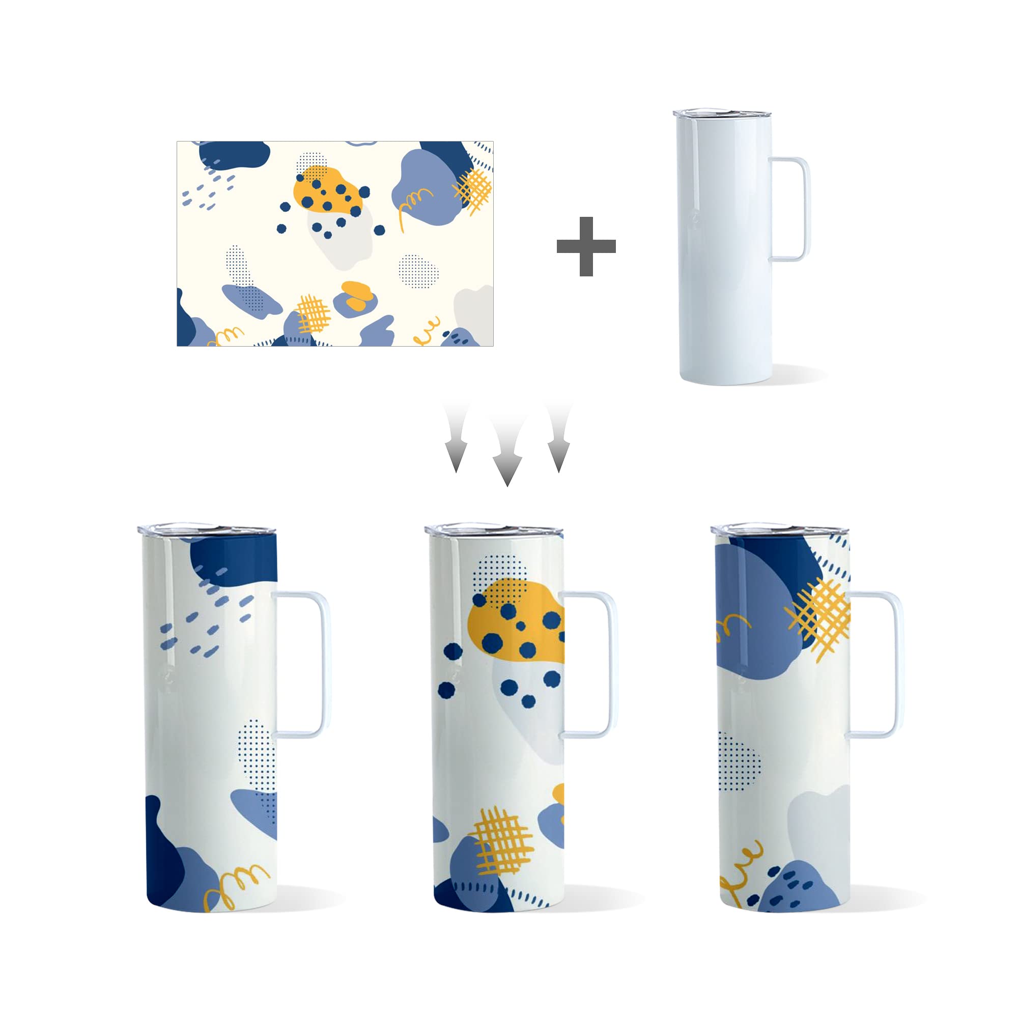 AGH Sublimation Tumblers with Handle 20oz Sublimation Blanks 4 Pack Skinny Straight Stainless Steel Vacuum Insulated Tumblers with Lids and Straws Keep Cold 24 Hours (White)