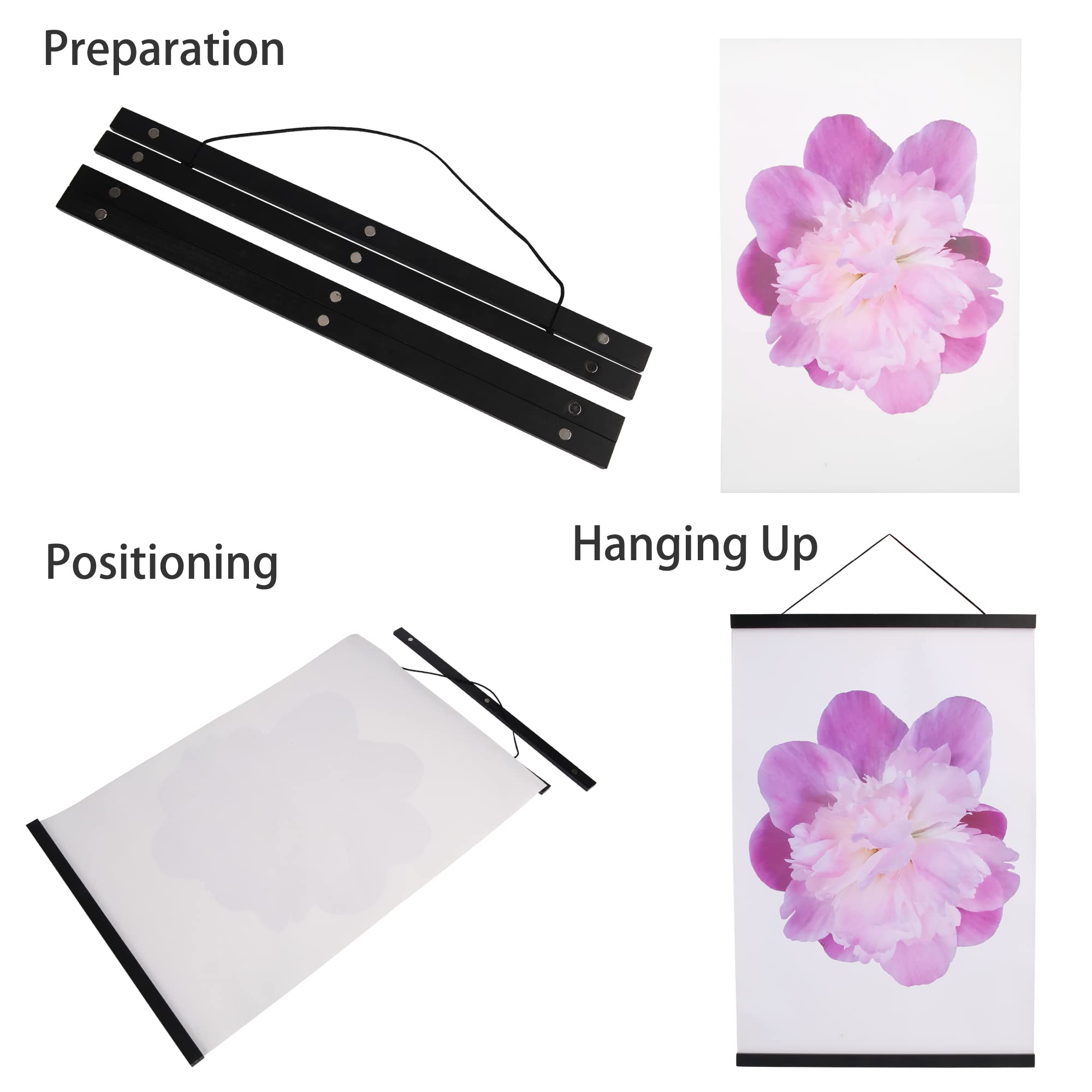 Aynoo Magnetic Poster Hanger Frame, 16x24 16x22 16x20 Poster Frame, 16 Inch Wide Magnetic Hanger Picture Frame,Black,2Pack