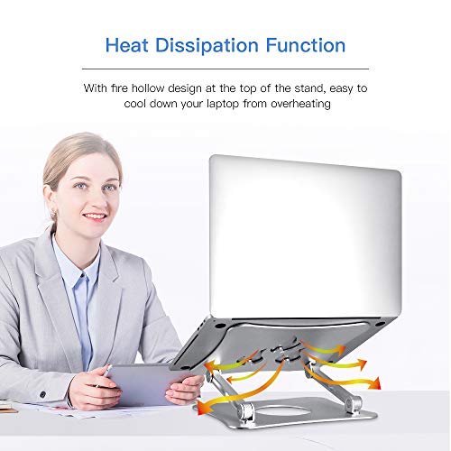 Laptop Stand, MISOTT Ergonomic Adjustable Laptop Stand, 2 in 1 Computer Stand Tablet Stand, Stand for Laptop Compatible with 10-15.6" Laptops and Tablets(Aluminum, Silver)