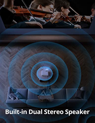 MiTecHPro Native HD 1080P Projector with 5G WiFi, 340 ANSI Portable Movie Projector 4K Support with Zoom Function and Timer Shutdown, Outdoor Projector for HDMI/USB/Laptop/iOS & Android Phone, White
