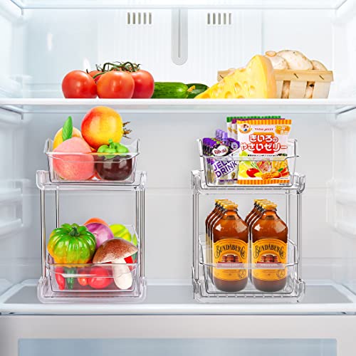 Bathroom Storage Organizer with Dividers, 2 Tier Multi-Purpose Kitchen Under Sink Organizers and Storage Slide-Out, Closet Organization, Kitchen Pantry Cabinet Medicine Bins