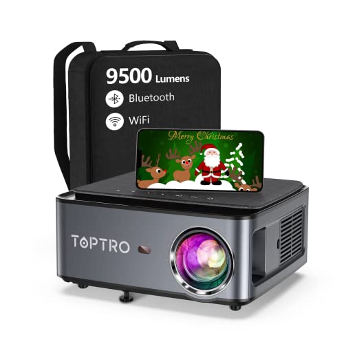 TOPTRO Projector, 5G WiFi Bluetooth Projector,400 ANSI (Over 9500L) Native 1080P Movie Projector for Outdoor Use,4P/4D Keystone,4K Supported,Portable Phone Projector Suit for iOS/Android/TV Stick/PS5